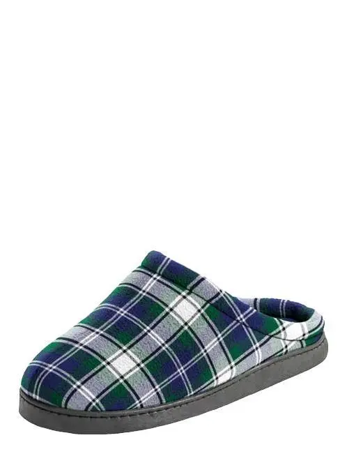 KINGSIZE Fleece Clog Slippers - Hunter Blue Plaid