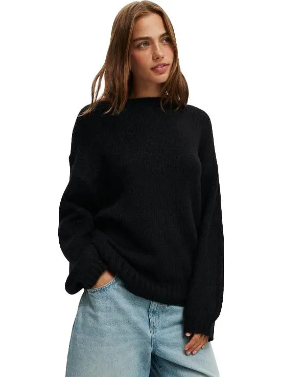 COTTON ON Luxe Crew Neck Sweater - Black