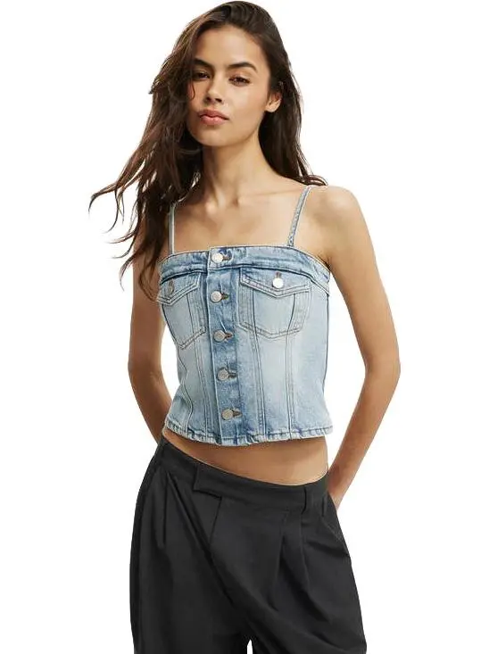 COTTON ON Willow Denim Corset - Olsen Blue