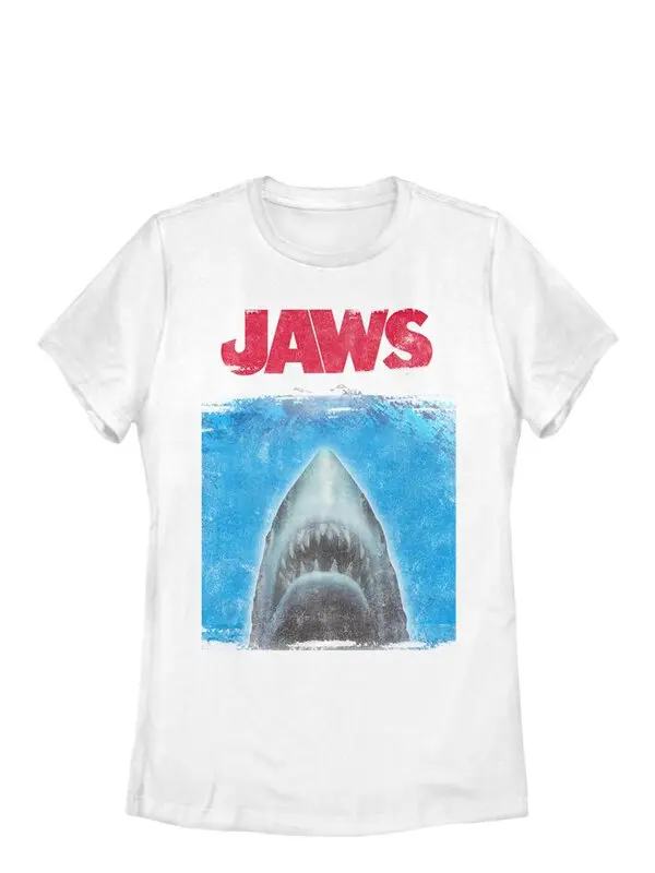 JAWS Shark Movie Poster Graphic T-shirt - White