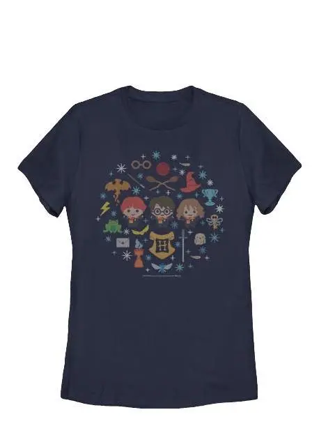 HARRY POTTER Chibi Friends Graphic T-shirt - Navy Blue