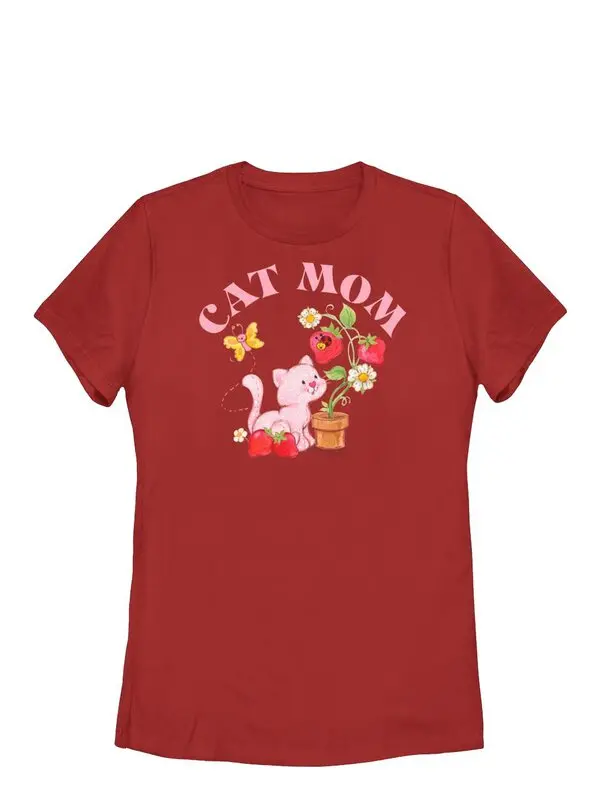 STRAWBERRY SHORTCAKE Cat Mom Graphic T-shirt - Red