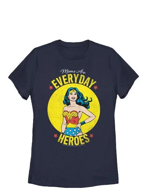WONDER WOMAN Moms Are Everyday Heroes Graphic T-shirt - Navy Blue