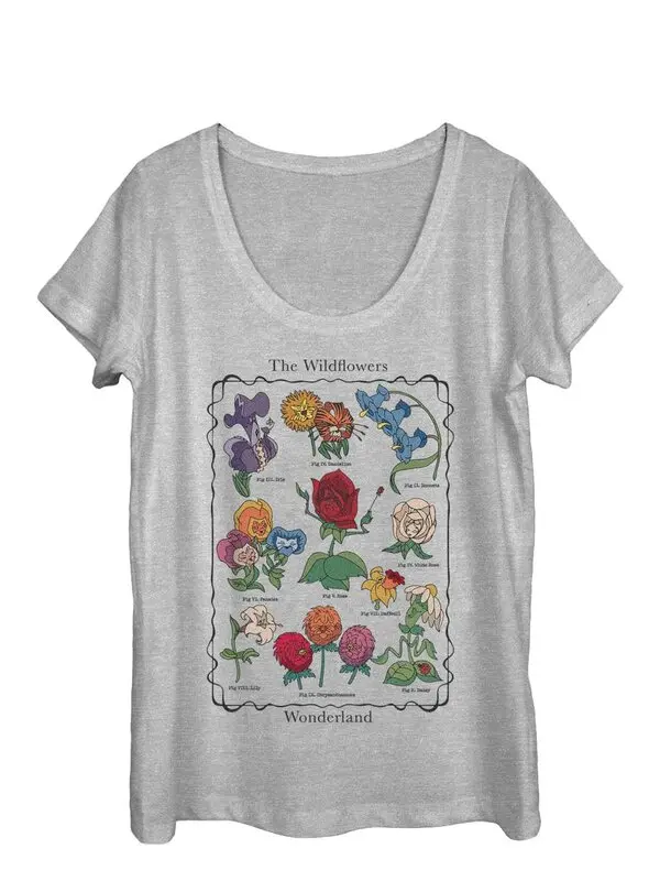 ALICE IN WONDERLAND Wildflowers Graphic T-shirt - Athletic Heather