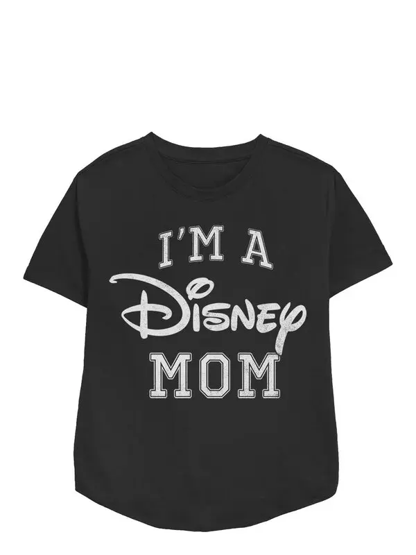 Disney I'm A Mom" Distressed Logo Short Sleeve T-shirt - Black