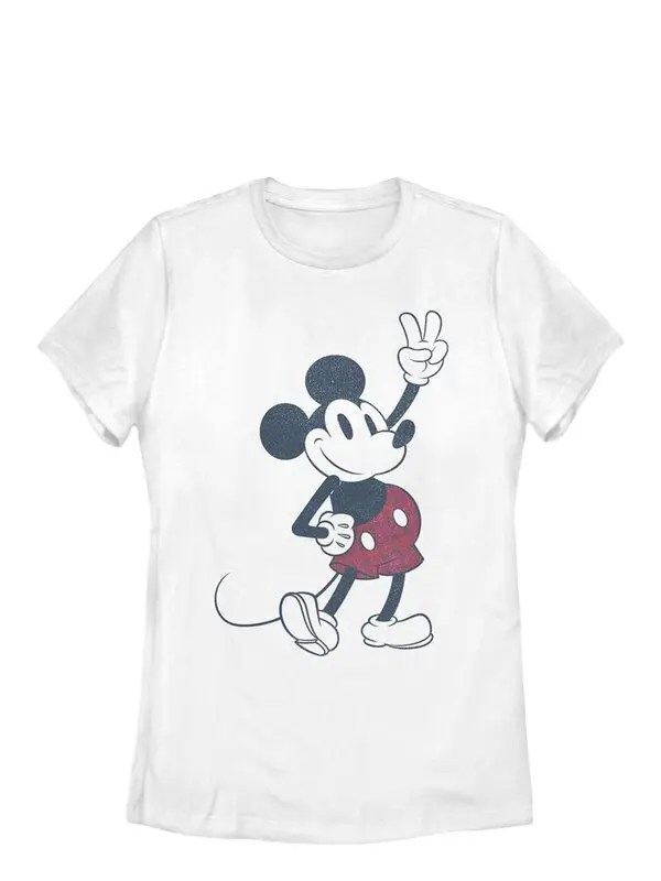 MICKEY & FRIENDS Plaid Mickey Mouse Retro Graphic T-shirt - White