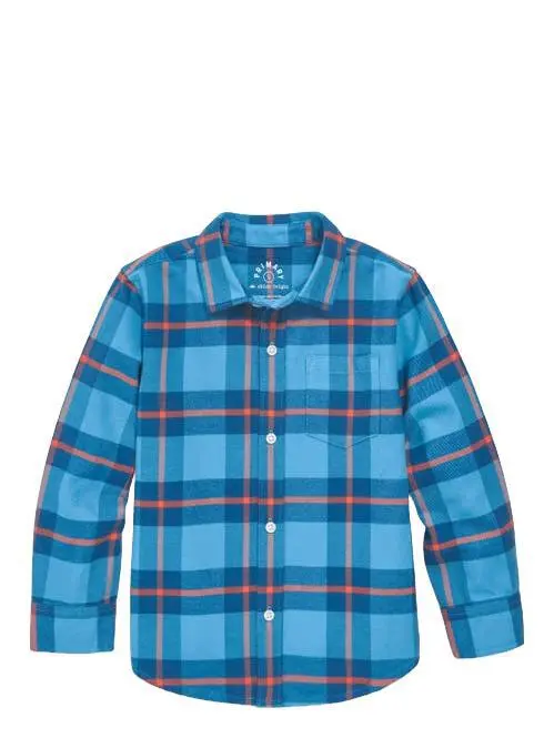 PRIMARY Long Sleeve Plaid Flannel Shirt - Cornflower Clementine Plaid
