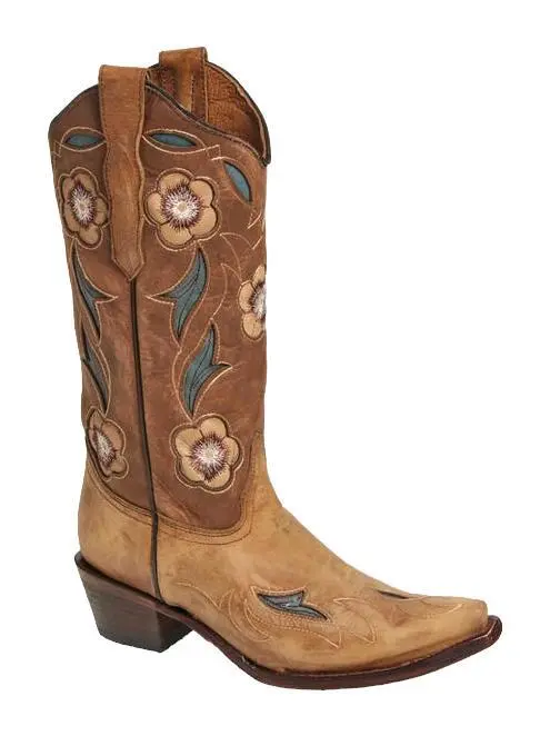 CIRCLE G Floral Embroidered Western Boot - Sand