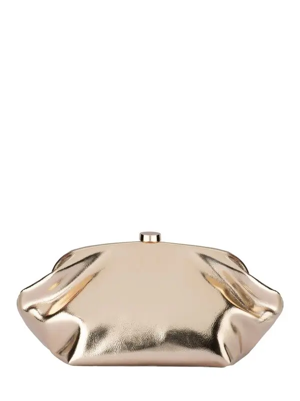 OLGA BERG Tally Metallic Faux Leather Frame Clutch - Gold