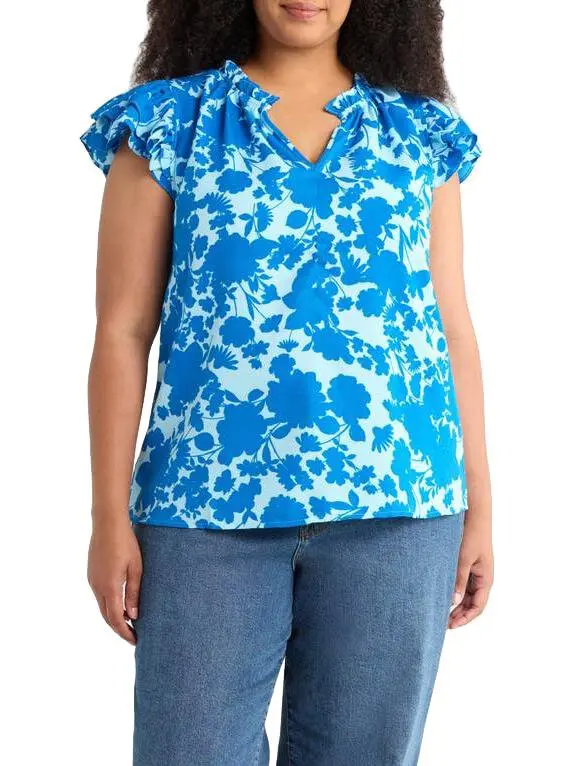 SUGARLIPS Marinelle Belliss Floral Top - Royal Blue