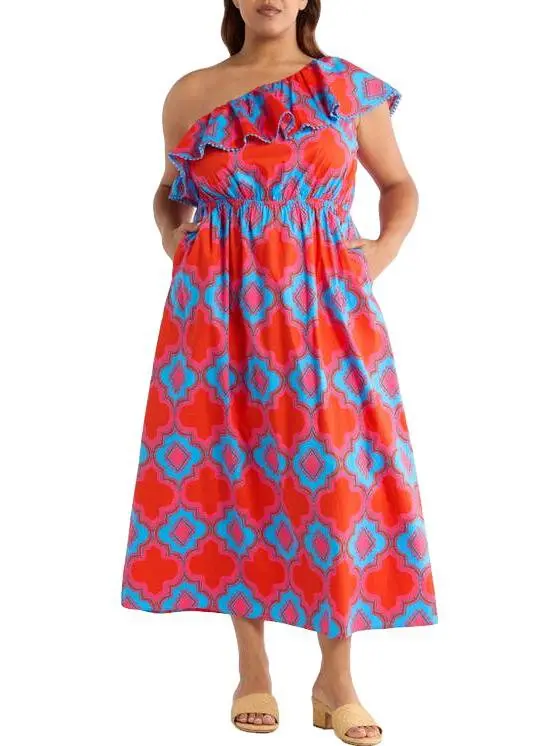 SUGARLIPS Cotton Maxi Dress - Red/blue/multi
