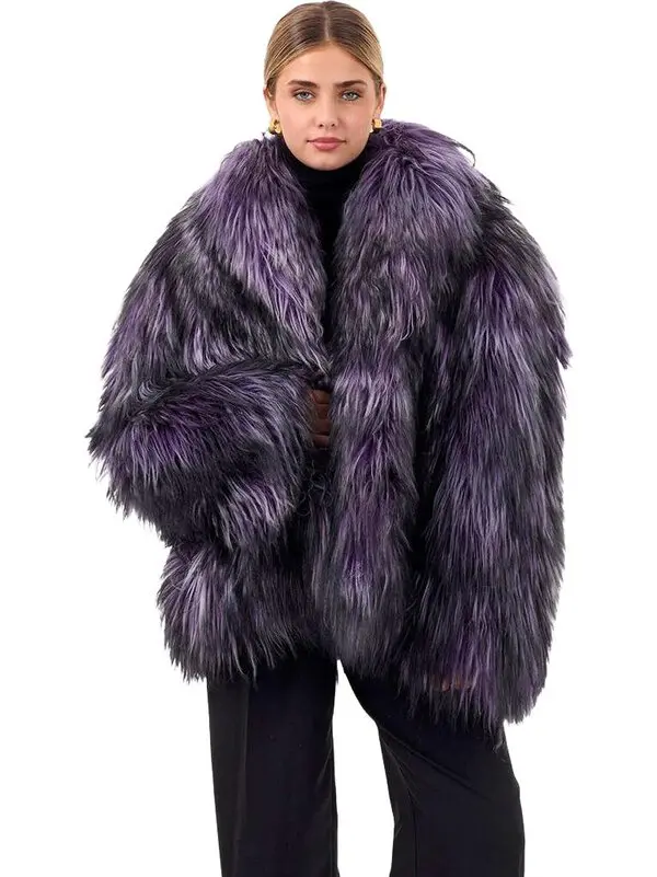 Gorski Collared Goat Jacket - Purple