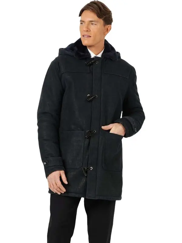 Gorski Merino Genuine Shearling Parka - Navy Pattern