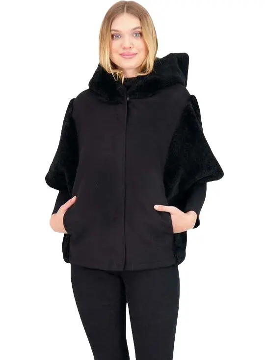 Gorski Cashmere Jacket With Genuine Shearling Trim - Black