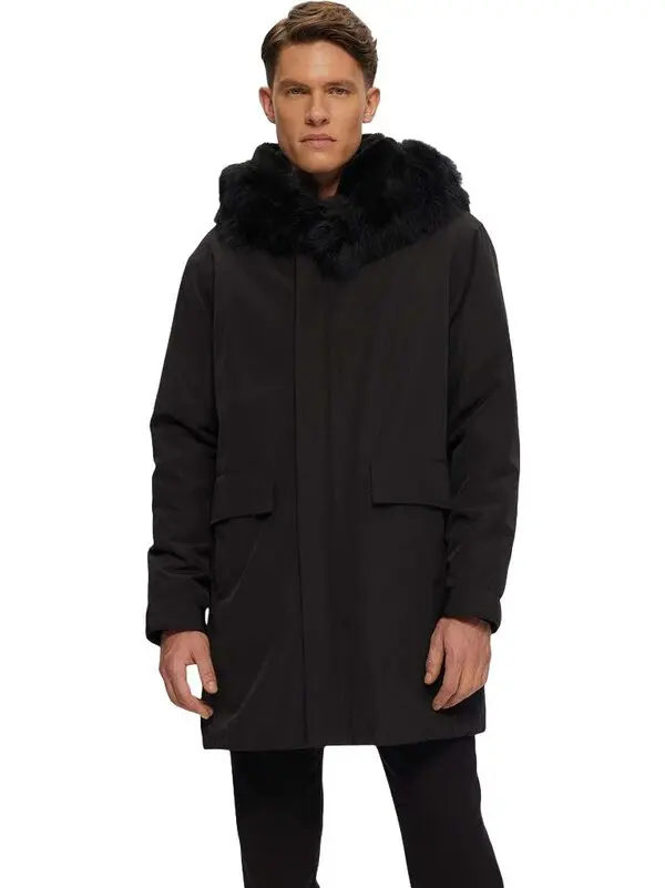 Gorski Parka With Genuine Shearling Trim - Black/black