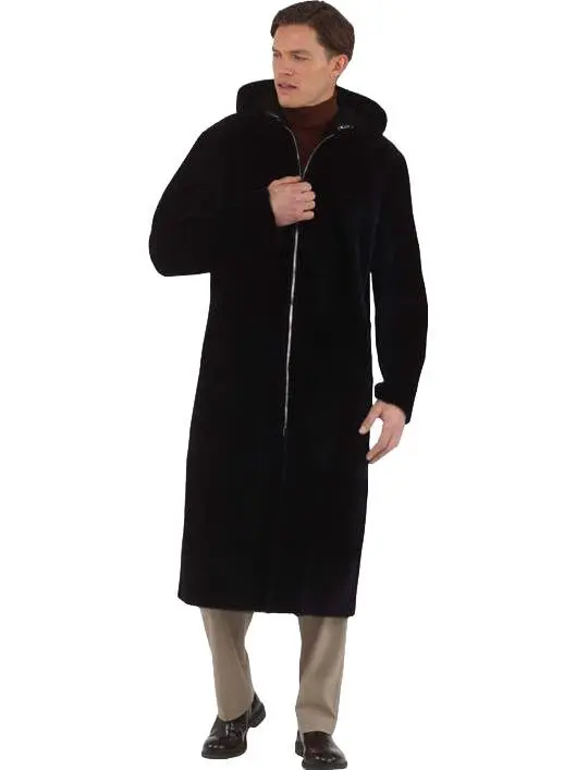 Gorski Reversible Merino Genuine Shearling Parka - Black Pattern/black