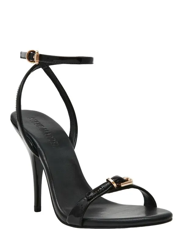 Steve Madden Foxx Ankle Strap Sandal - Black Patent