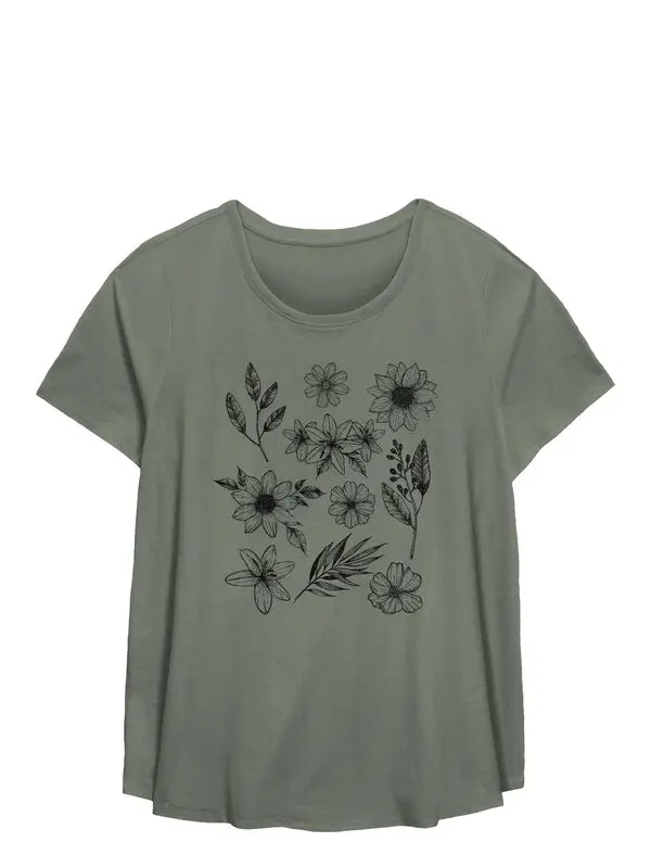 LOST GODS Floral Graphic T-shirt - Sage Green