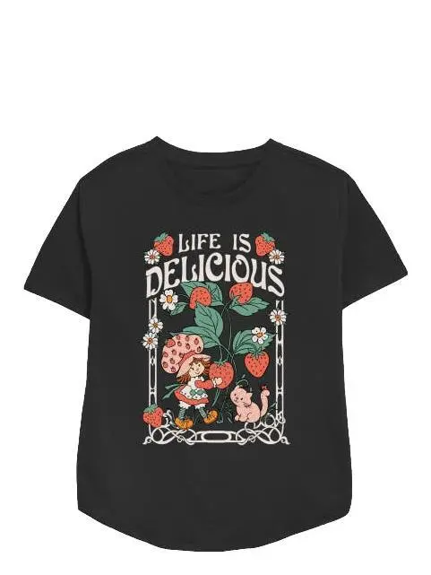STRAWBERRY SHORTCAKE Life Is Berry Delicious Graphic T-shirt - Black