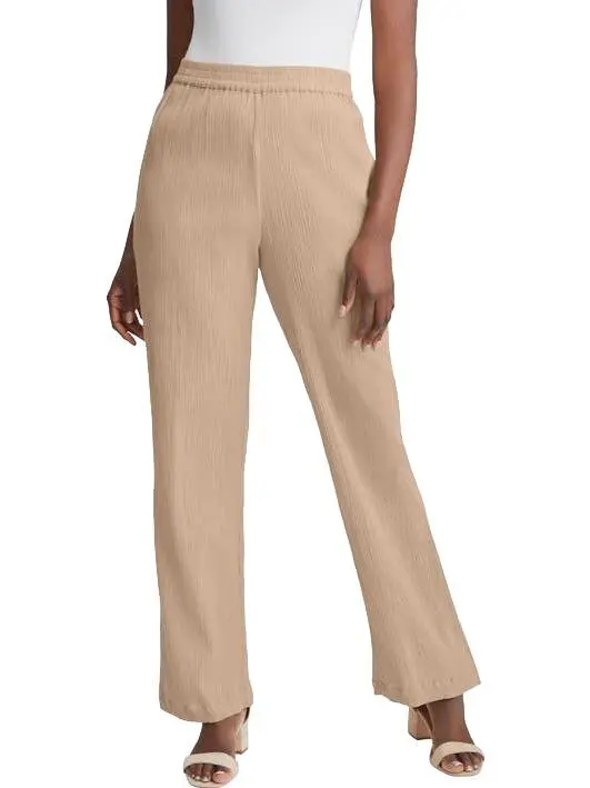 JESSICA LONDON Wide-leg Gauze Pant - New Khaki