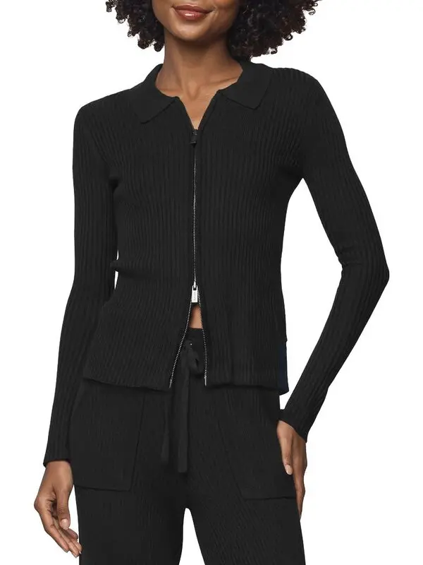 Splendid Georgie Two-way Zip Sweater - Black