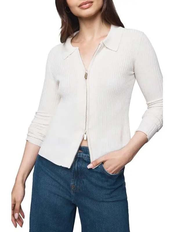 Splendid Georgie Two-way Zip Sweater - Pale Oak Heather