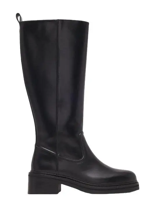 Maje Smooth Leather Riding Boots - Black
