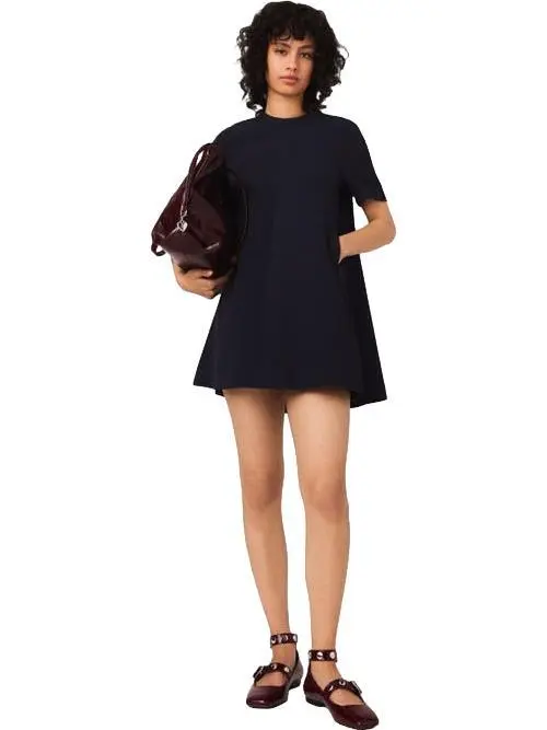 Maje Heavy Crepe Trapeze Mini Dress - Navy