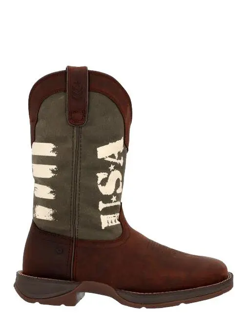 Durango Usa Print Western Boot - Brown And Army Green