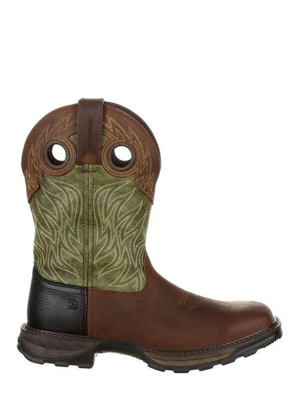 Durango Waterproof Western Work Boot - Oiled Brown And Forest Green