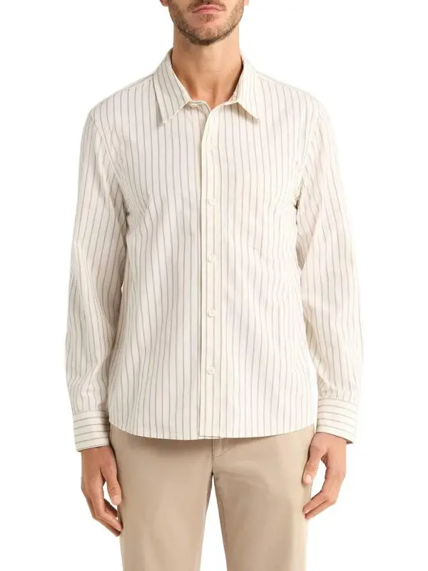 CORRIDOR Stripe Cotton Poplin Button-up Shirt - Natural