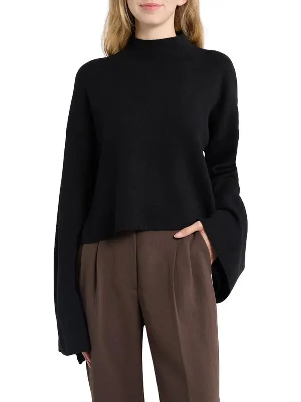 Deluc Chuck Crop Funnel Neck Sweater - Black