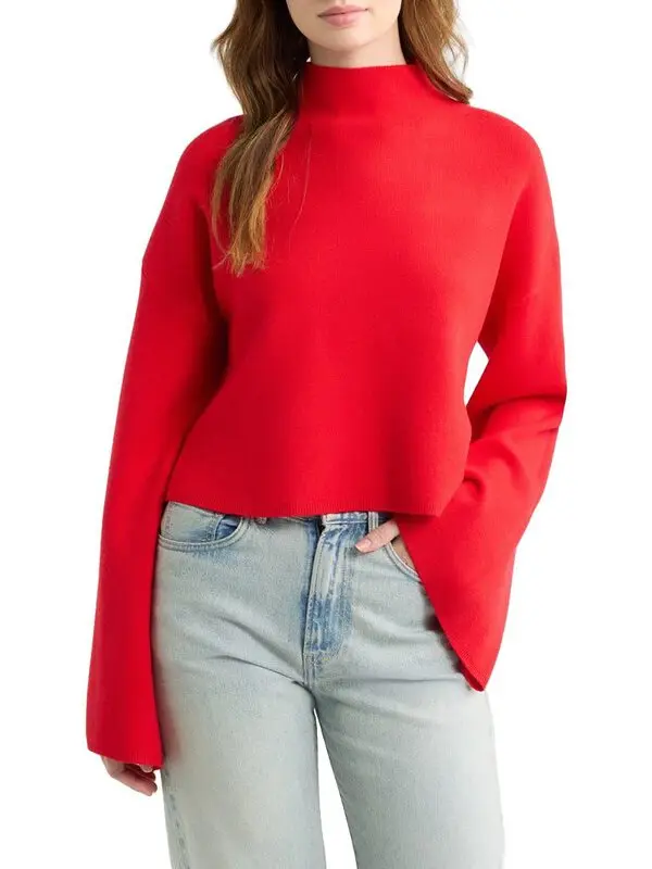 Deluc Chuck Crop Funnel Neck Sweater - Red