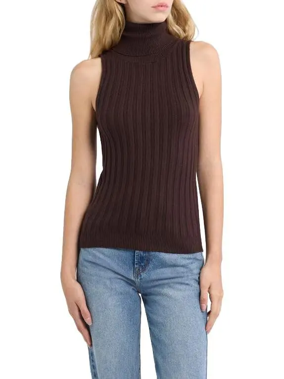 Deluc Sleeveless Turtleneck Sweater - Chocolate