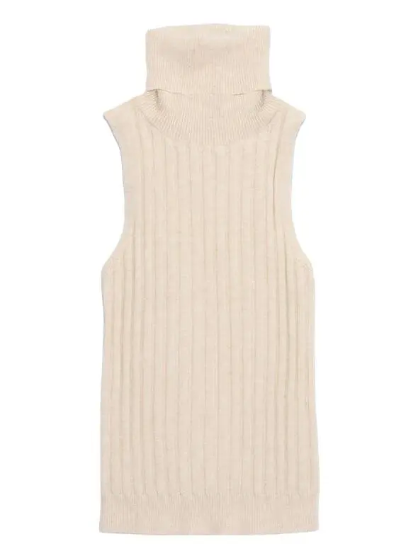 Deluc Sleeveless Turtleneck Sweater - Ecru Melange