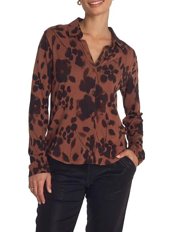 Bella Dahl Printed Stretch Shirt - Autumn Floral Print