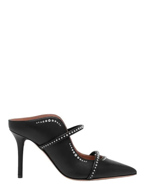 MALONE SOULIERS Leather Studded Maureen Heeled Mules - Black