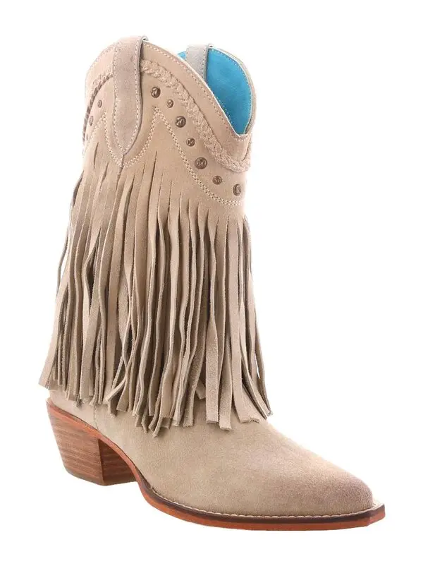 ROAN Setup Fringe Suede Boots - Bone Suede