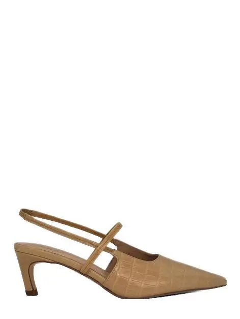 AMIE RAFA Leather Slingback Heels - Beige