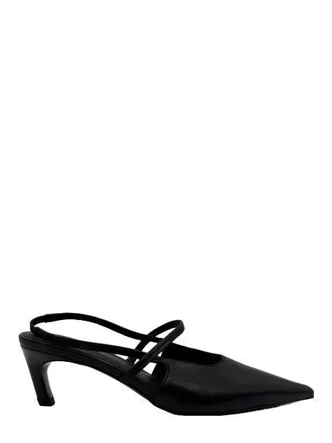 AMIE RAFA Leather Slingback Heels - Black