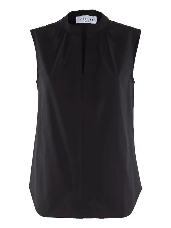 CALLAS MILANO Olympia Poplin Sleeveless Top - Black