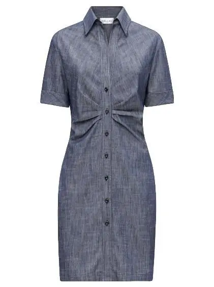 CALLAS MILANO Ondine Tucked Waist Shirt Dress - Blue