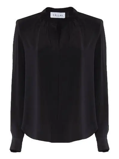CALLAS MILANO Olympia Long-sleeved Silk Blouse - Black