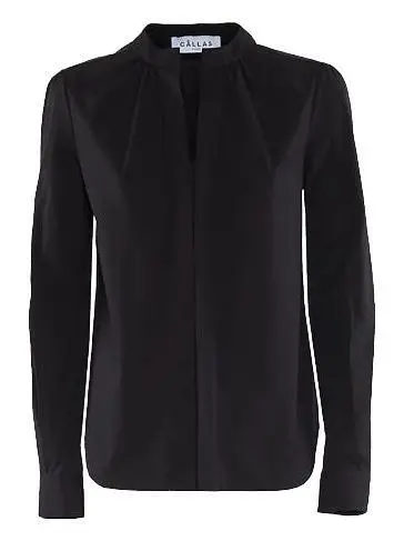 CALLAS MILANO Olympia Long Sleeve Poplin Blouse - Black