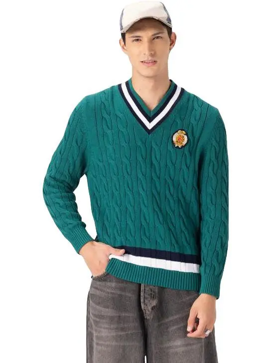 MEMBERS ONLY Cable Knit Cricket Sweater - Green