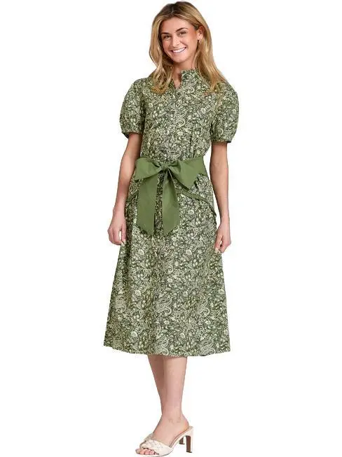TAYLOR TILLMAN Tie-waist Shirtdress - Olive Paisley