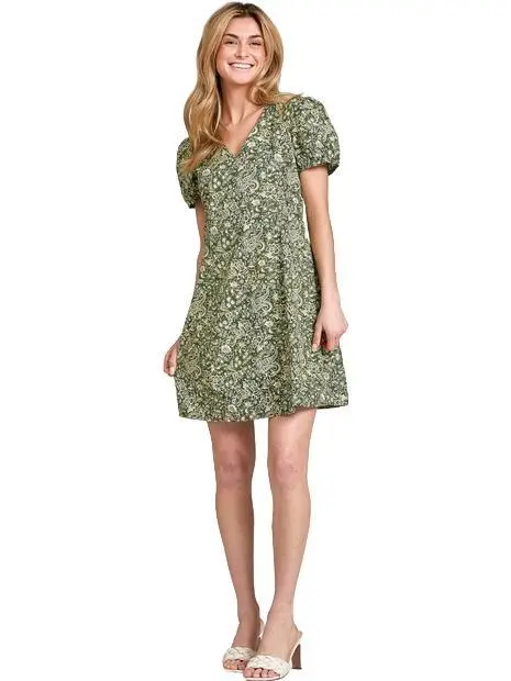TAYLOR TILLMAN Eden A-line Dress - Olive Paisley