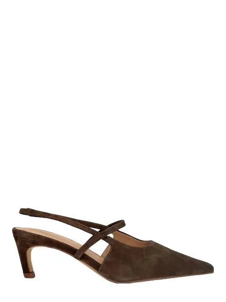 AMIE RAFA Connie Slingback Suede Heels - Taupe
