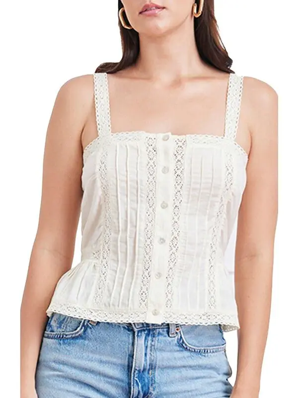 PANEROS CLOTHING Louie Cotton Lace Tank - Cream