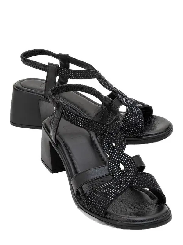 FOREVER & ALWAYS SHOES Leather Chunky Sandals - Black Leather